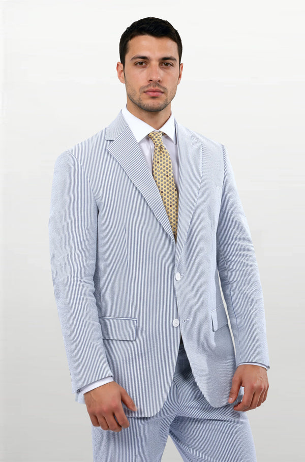 SUIT SEPARATES - Sapphire Blue Seersucker Suit - Haspel